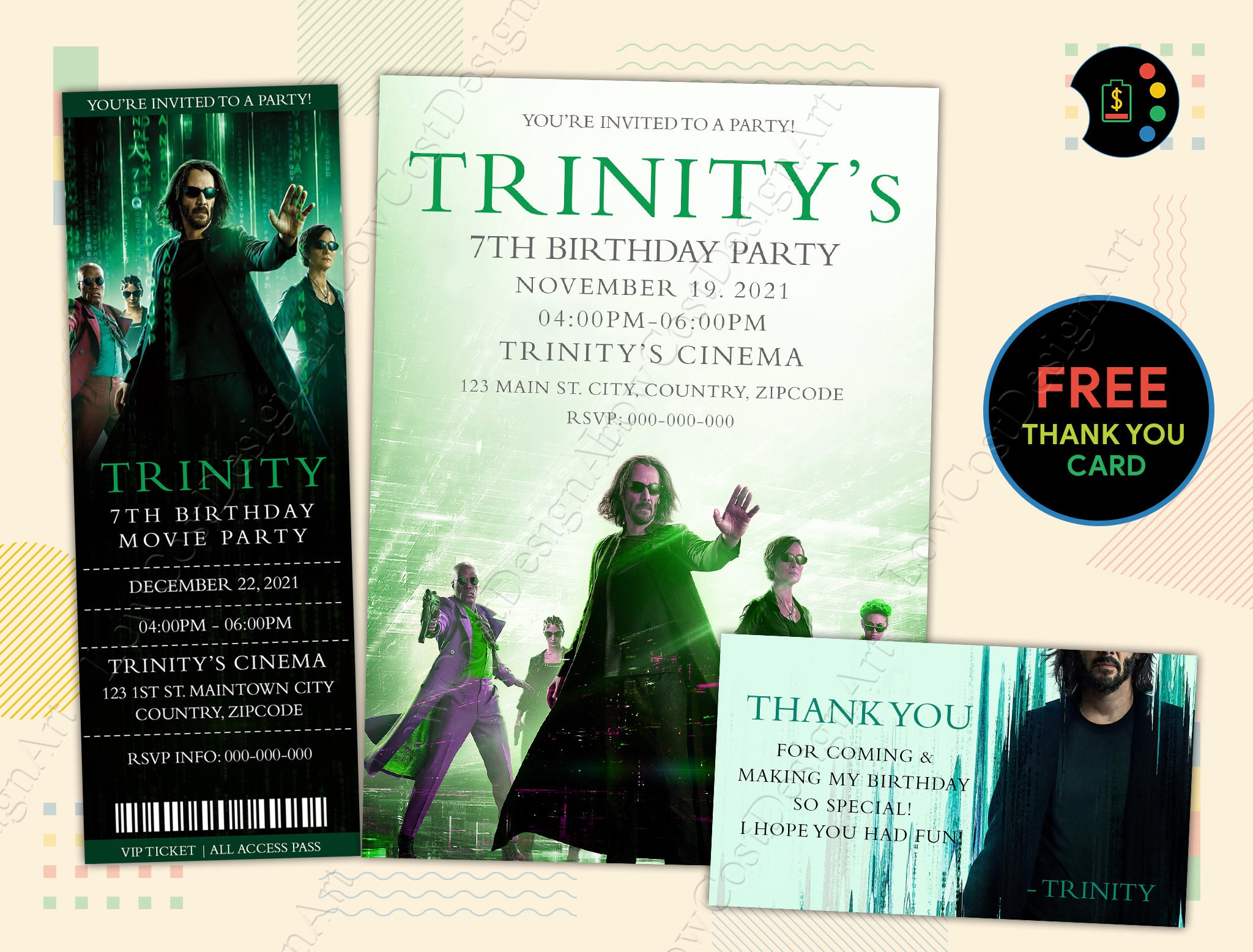The Matrix Birthday Invitation the Matrix Movie Ticket the - Etsy UK