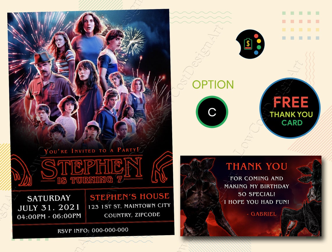 Stranger Things Birthday Invitation Stranger Things - Etsy UK
