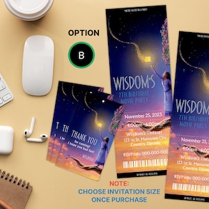 WISH Birthday Invitation, WISH Movie Ticket, WISH Invitation, Wish ...