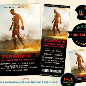 THE FLASH Birthday Invitation, the FLASH Movie Ticket, the Flash ...