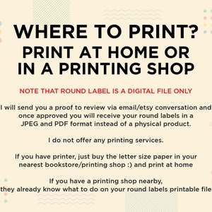 Custom Round Labels, Custom Printable Round Labels, Custom Digital ...