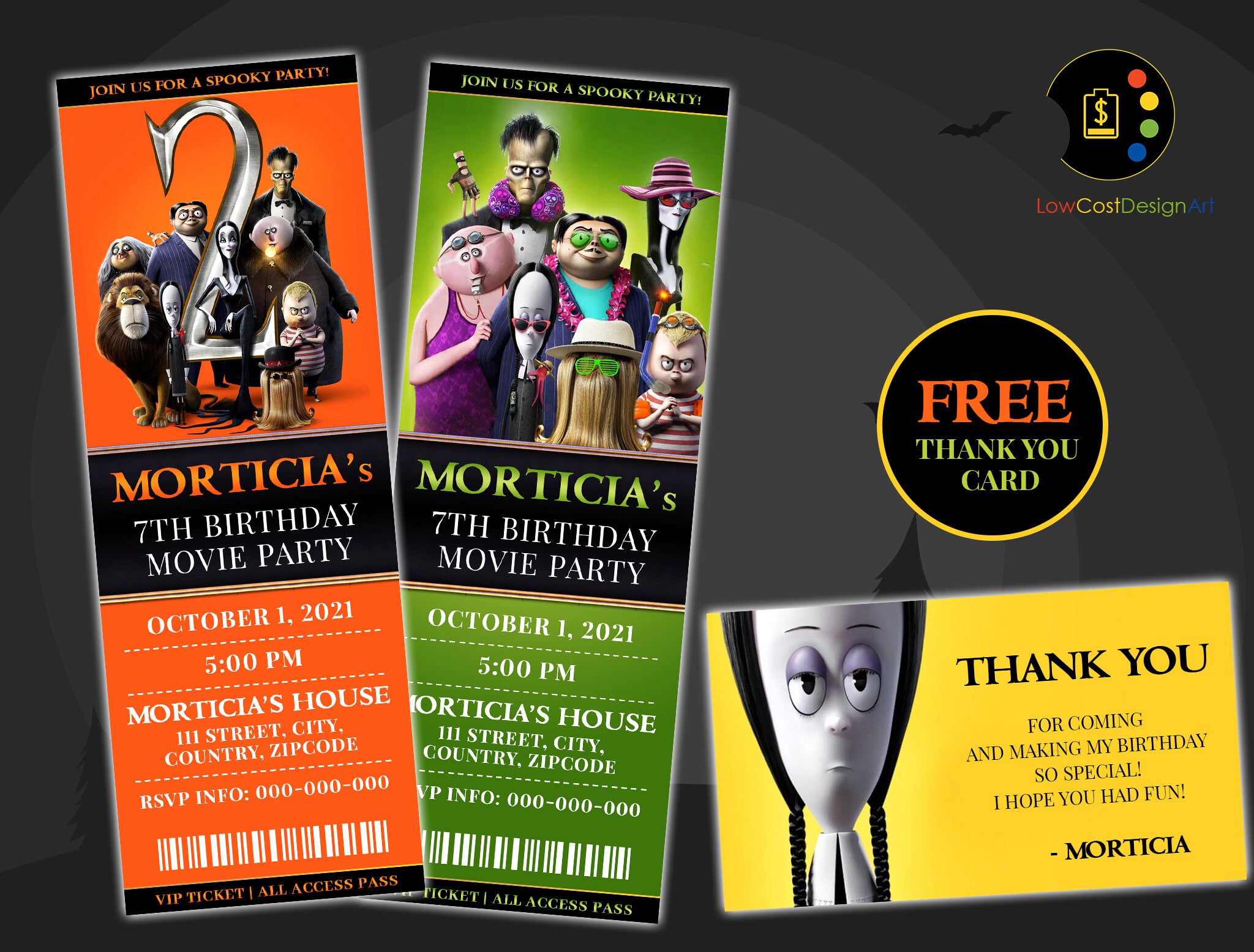 Addams Family Birthday Invitation the Addams Family Movie - Etsy