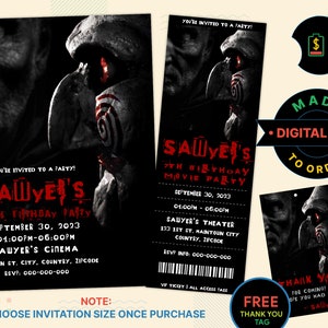SAW X Birthday Invitation, SAW X Movie Ticket, Jigsaw Invitation ...