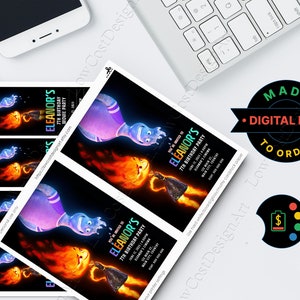 ELEMENTAL Birthday Invitation, ELEMENTAL Movie Ticket, ELEMENTAL ...
