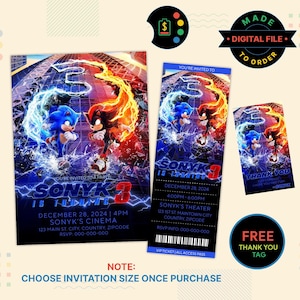 SONIC THE HEDGEHOG 3 Birthday Invitation, Sonic the Hedgehog 3 Movie ...
