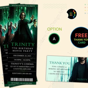 The Matrix Birthday Invitation, the Matrix Movie Ticket, the Matrix ...