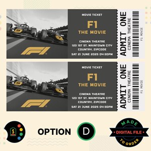 F1 THE MOVIE Birthday Invitation, F1 Movie Ticket, F1 Digital ...