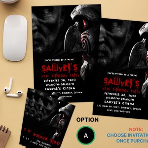 SAW X Birthday Invitation, SAW X Movie Ticket, Jigsaw Invitation ...