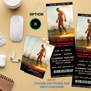 THE FLASH Birthday Invitation, the FLASH Movie Ticket, the Flash ...