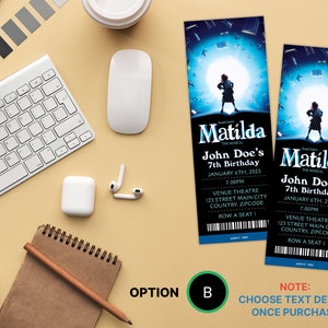 MATILDA Broadway Musical Ticket, MATILDA the Musical Broadway ...