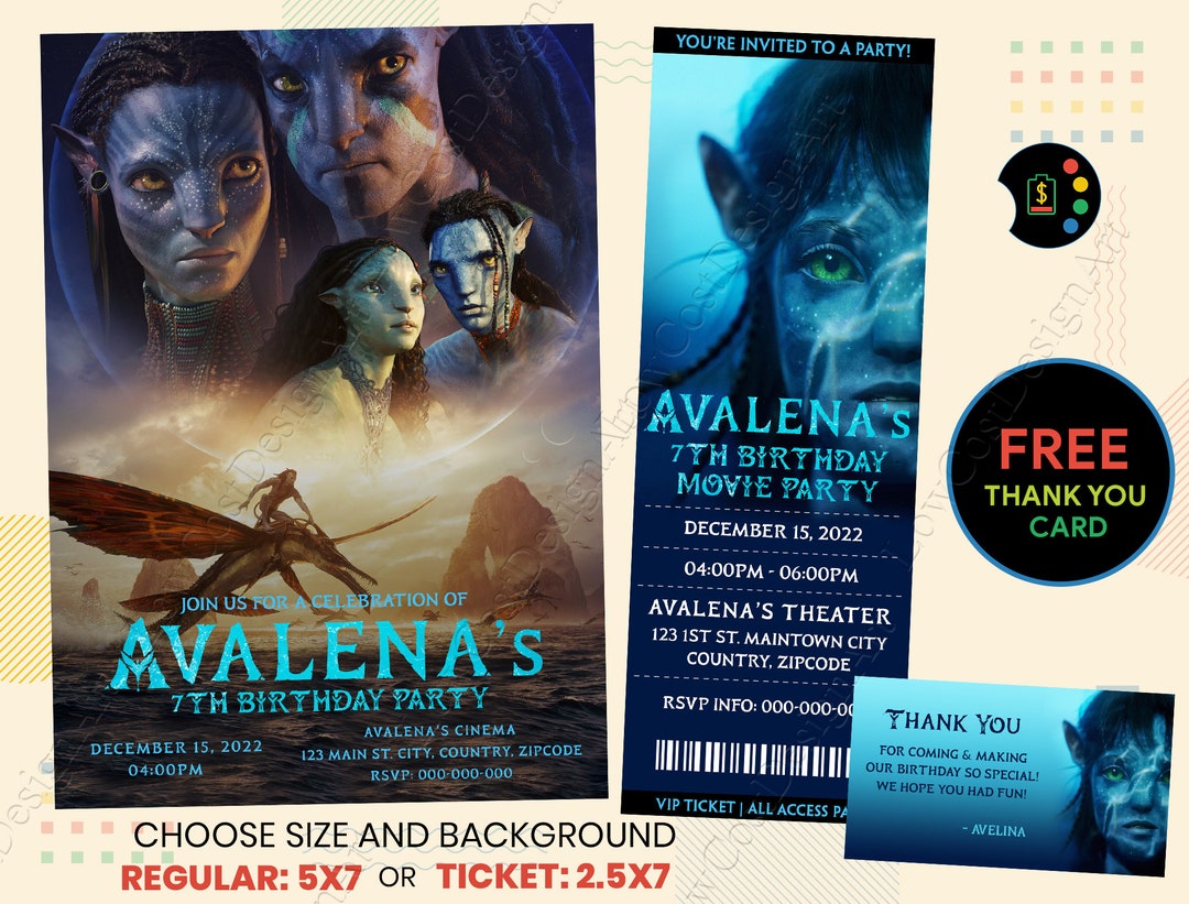 Avatar the Way of Water Birthday Invitation, Avatar the Way of Water ...