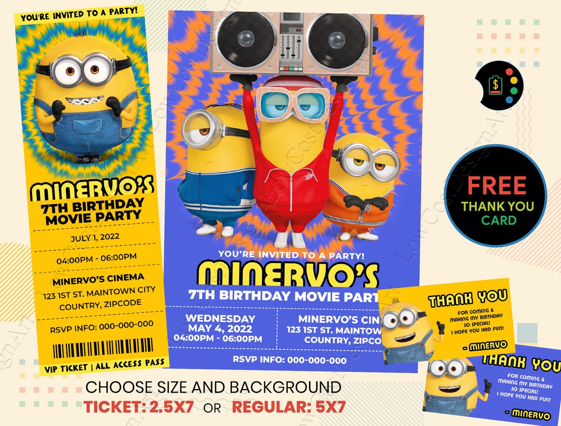 Minions the Rise of Gru Birthday Invitation Minions 2 - Etsy