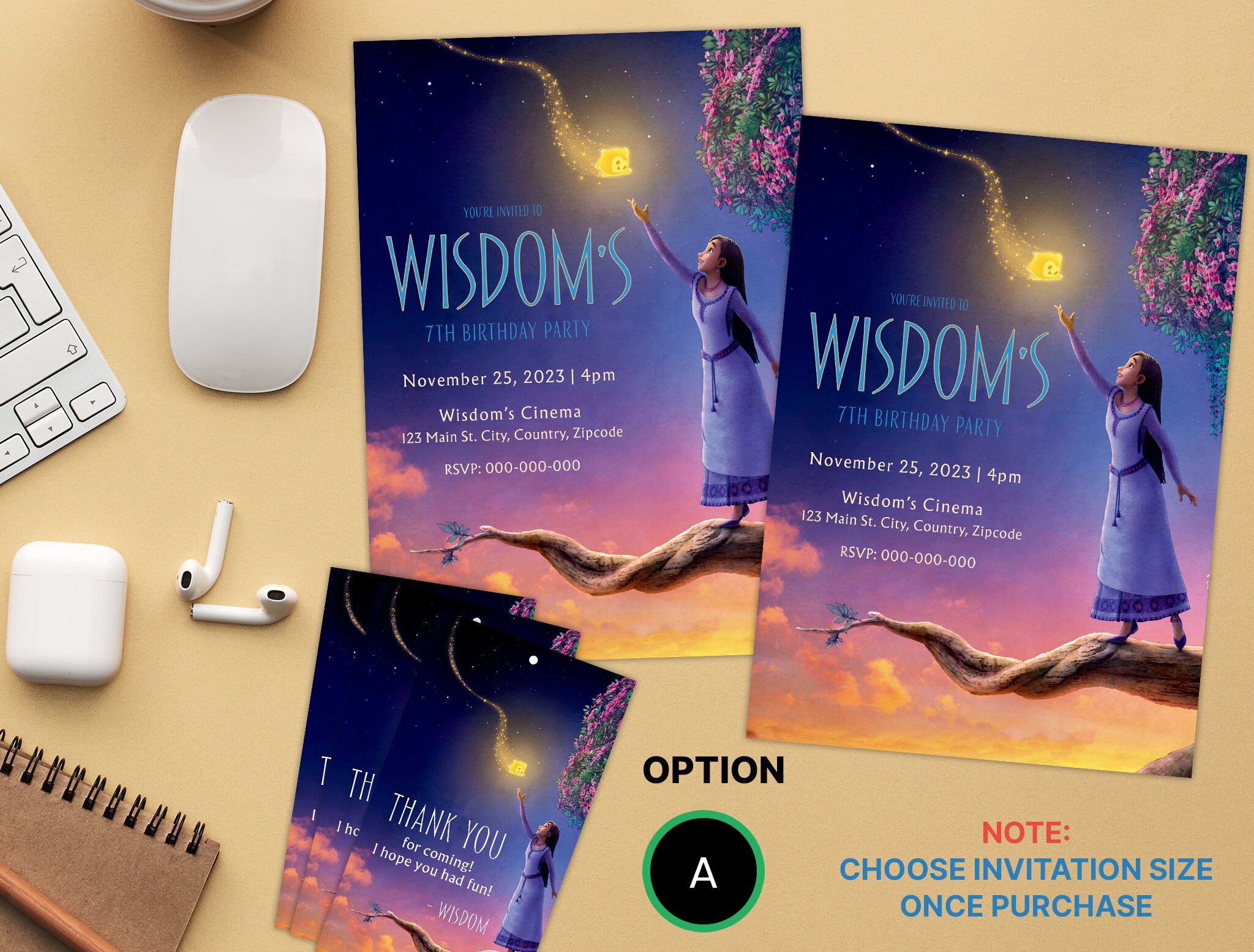 WISH Birthday Invitation, WISH Movie Ticket, WISH Invitation, Wish ...