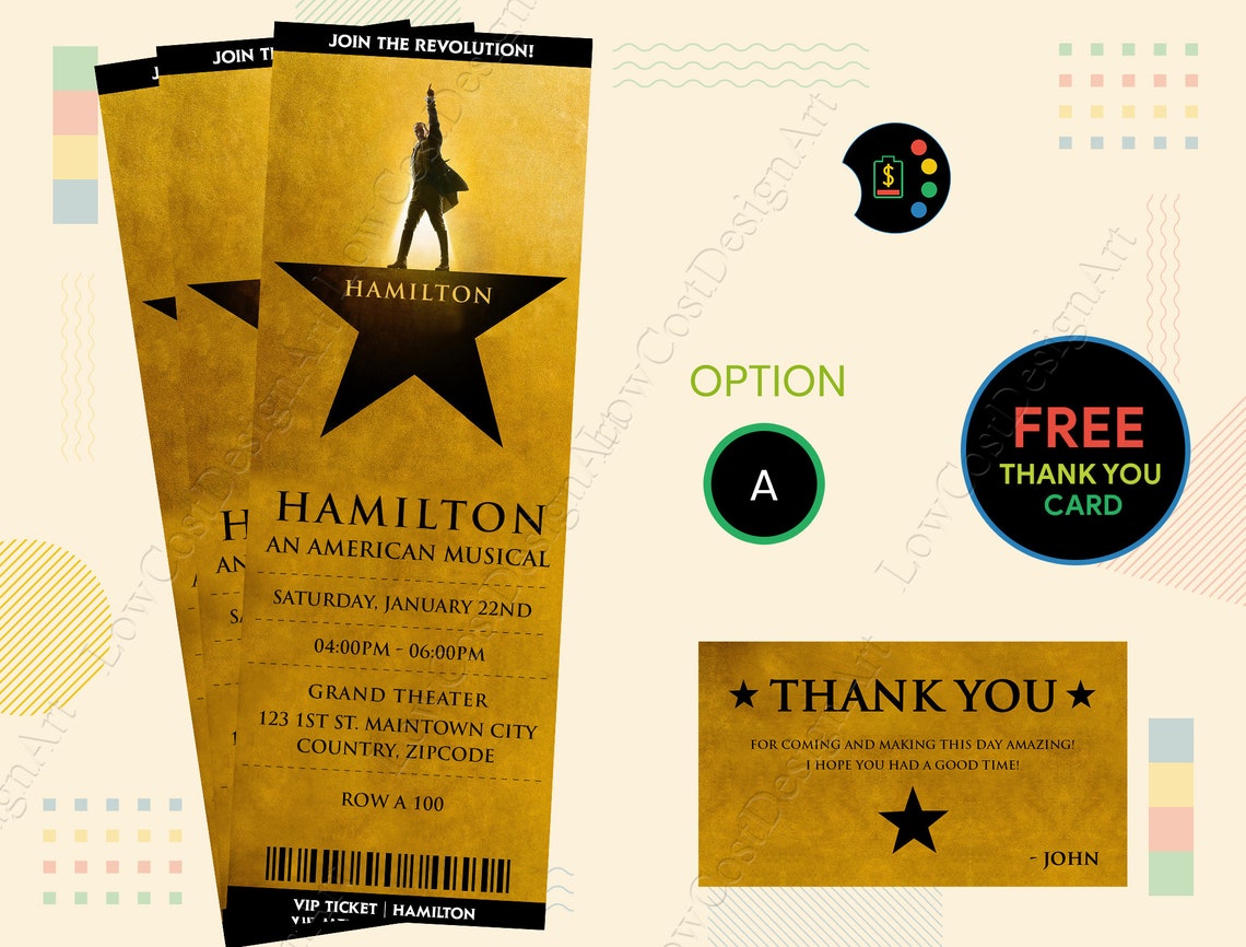 Hamilton Broadway Musical Ticket Hamilton Broadway Musical - Etsy