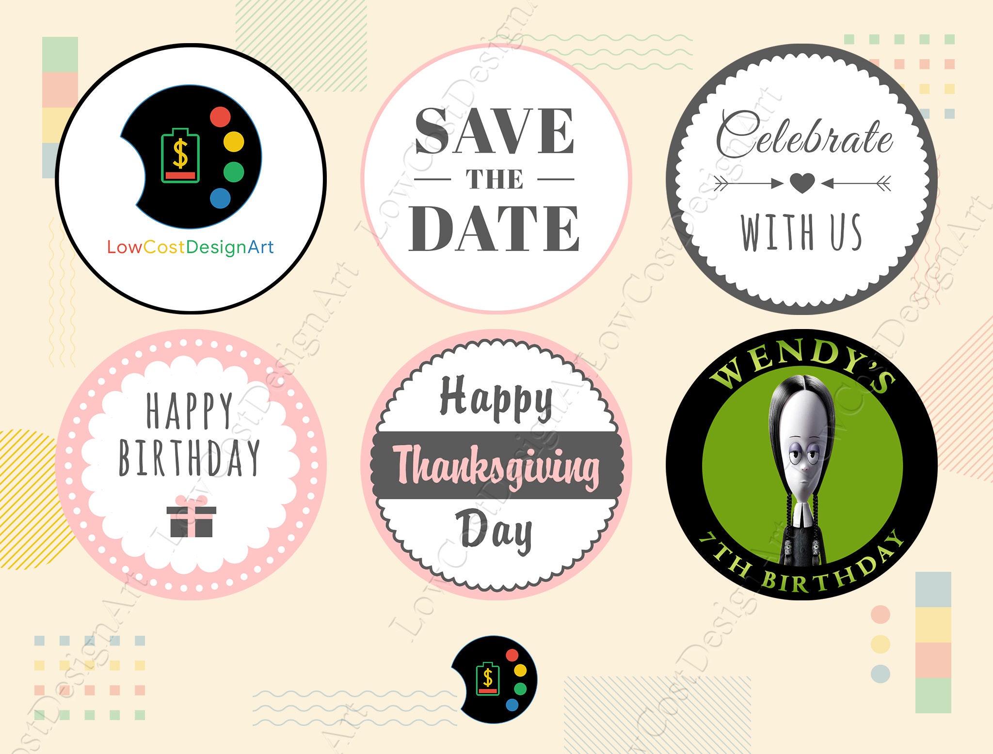 Custom Round Labels, Custom Printable Round Labels, Custom Digital ...