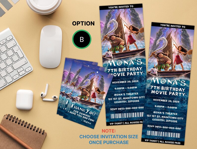 MOANA 2 Birthday Invitation, MOANA 2 Movie Ticket, MOANA 2 2024 ...