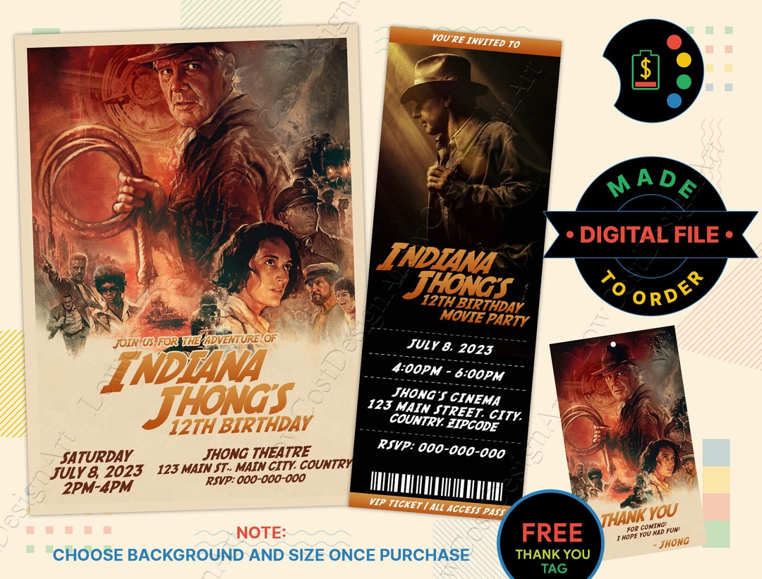 INDIANA JONES and the Dial of Destiny Birthday Invitation, Indiana ...