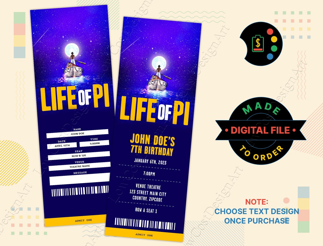 LIFE of PI Broadway Musical Ticket, Life of PI the Musical Broadway ...