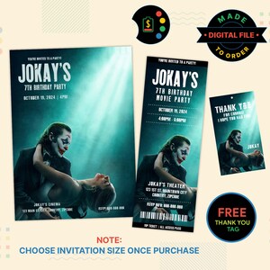 JOKER FOLIE A DEUX Birthday Invitation, Joker Folie a Deux Movie Ticket ...