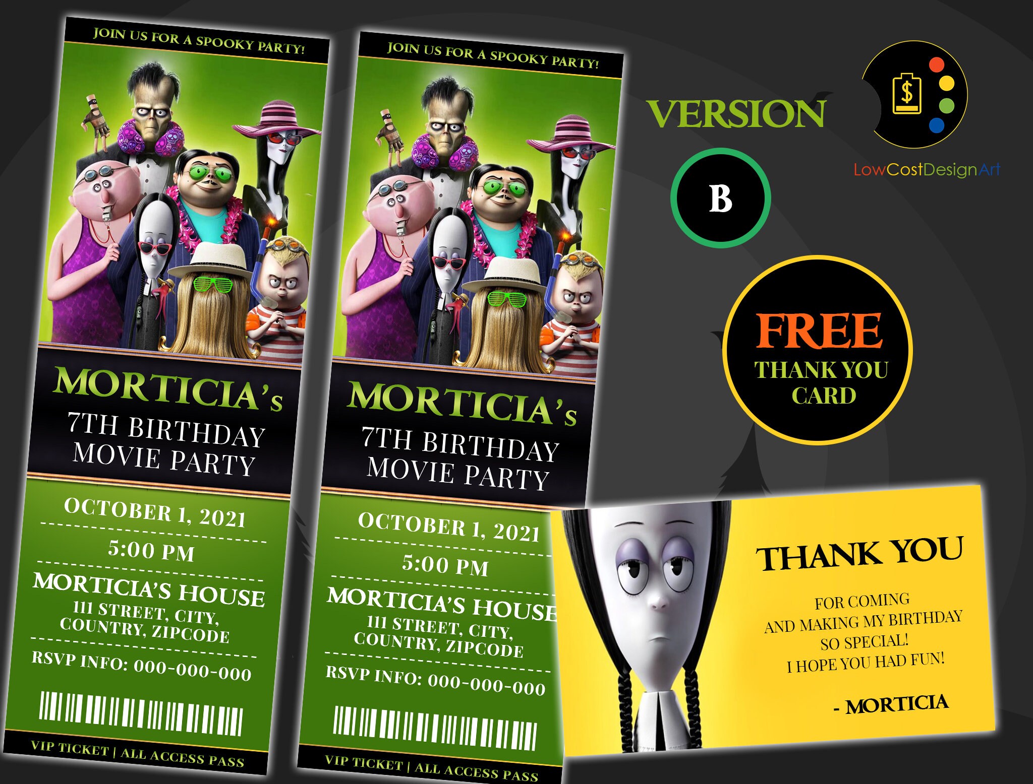 Addams Family Birthday Invitation the Addams Family Movie - Etsy