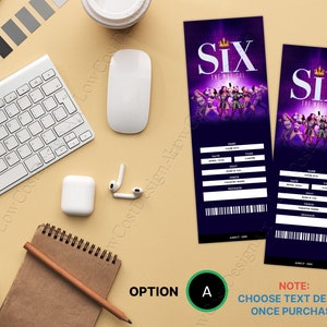 SIX Broadway Musical Ticket, SIX the Musical Broadway Invitation, SIX ...
