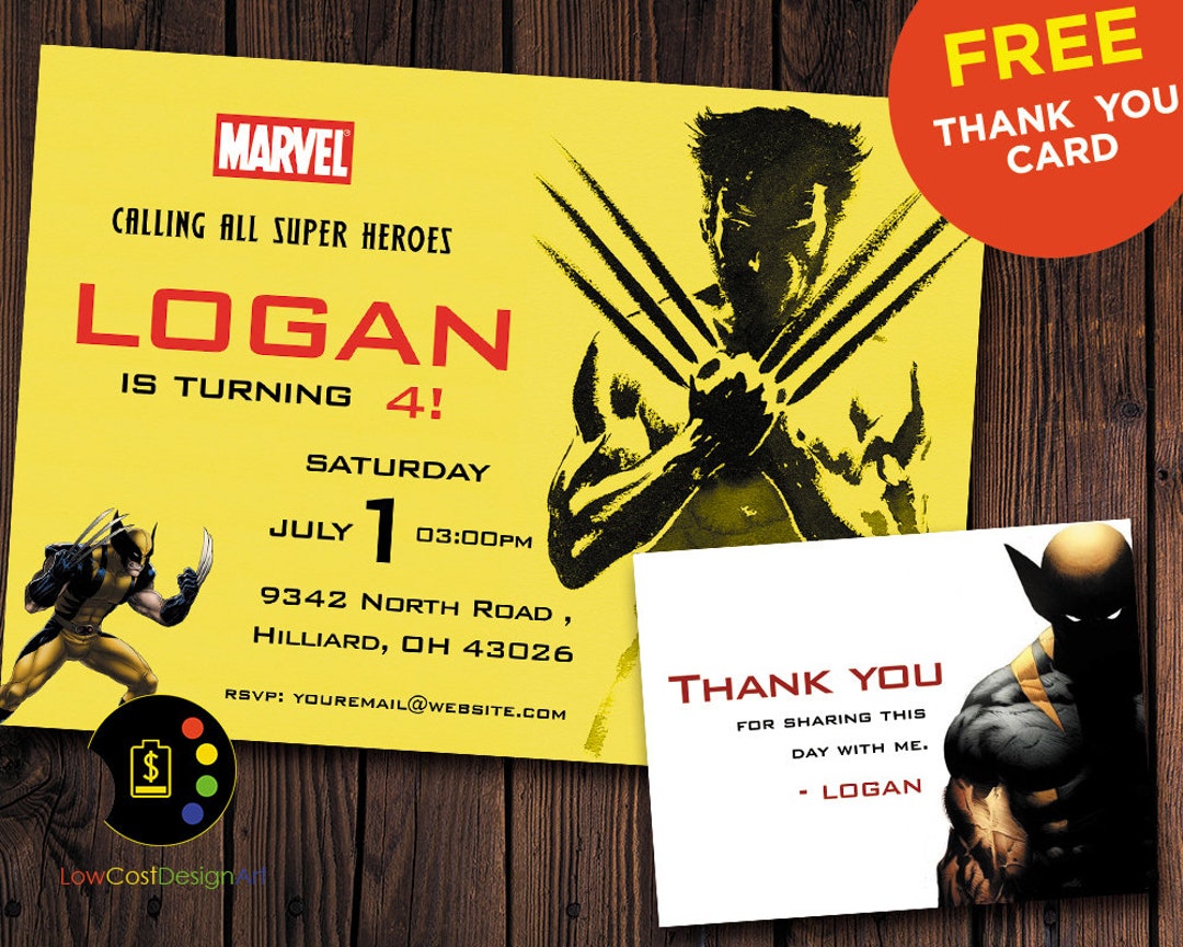 Wolverine Invitation, Wolverine Birthday Invitation, Wolverine ...