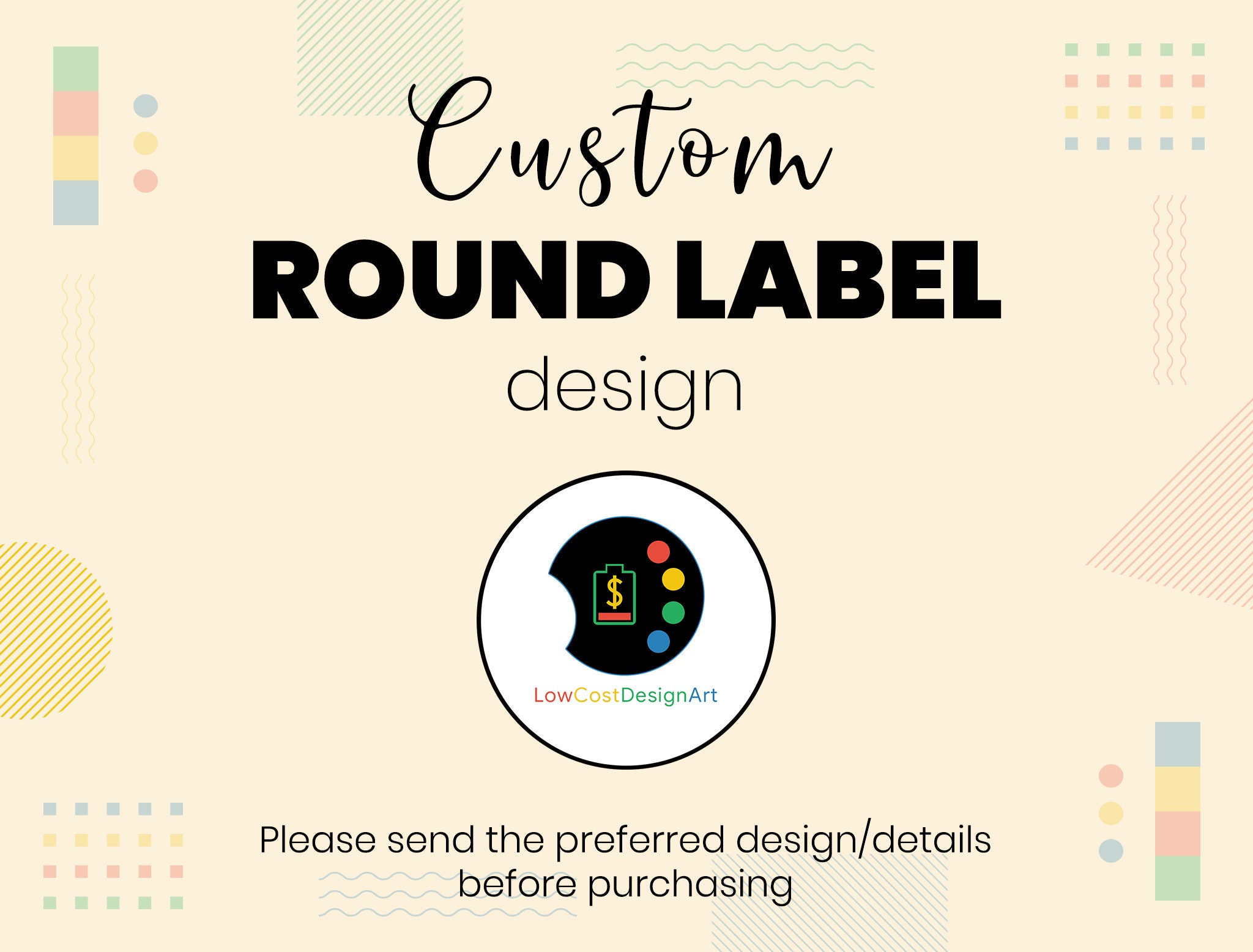 Custom Round Labels, Custom Printable Round Labels, Custom Digital ...