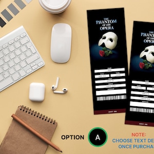 The PHANTOM of the OPERA Broadway Musical Ticket, the Phantom of the ...