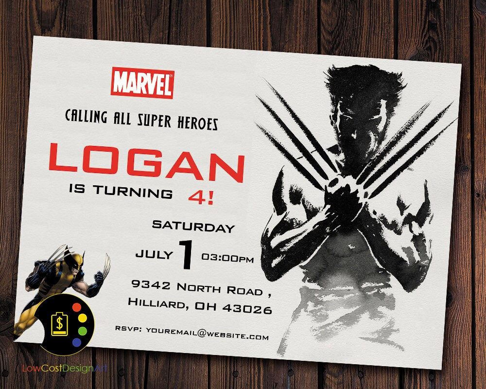 Wolverine Invitation Wolverine Birthday Invitation Wolverine | Etsy