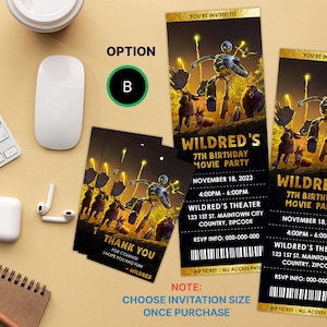 THE WILD ROBOT Birthday Invitation, the Wild Robot Movie Ticket, the ...