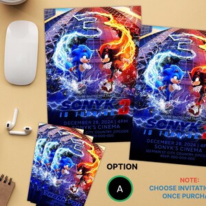SONIC THE HEDGEHOG 3 Birthday Invitation, Sonic the Hedgehog 3 Movie ...