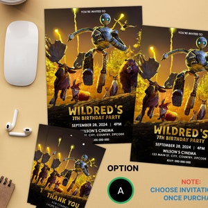 THE WILD ROBOT Birthday Invitation, the Wild Robot Movie Ticket, the ...