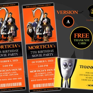 Addams Family Birthday Invitation, the Addams Family Movie Ticket ...