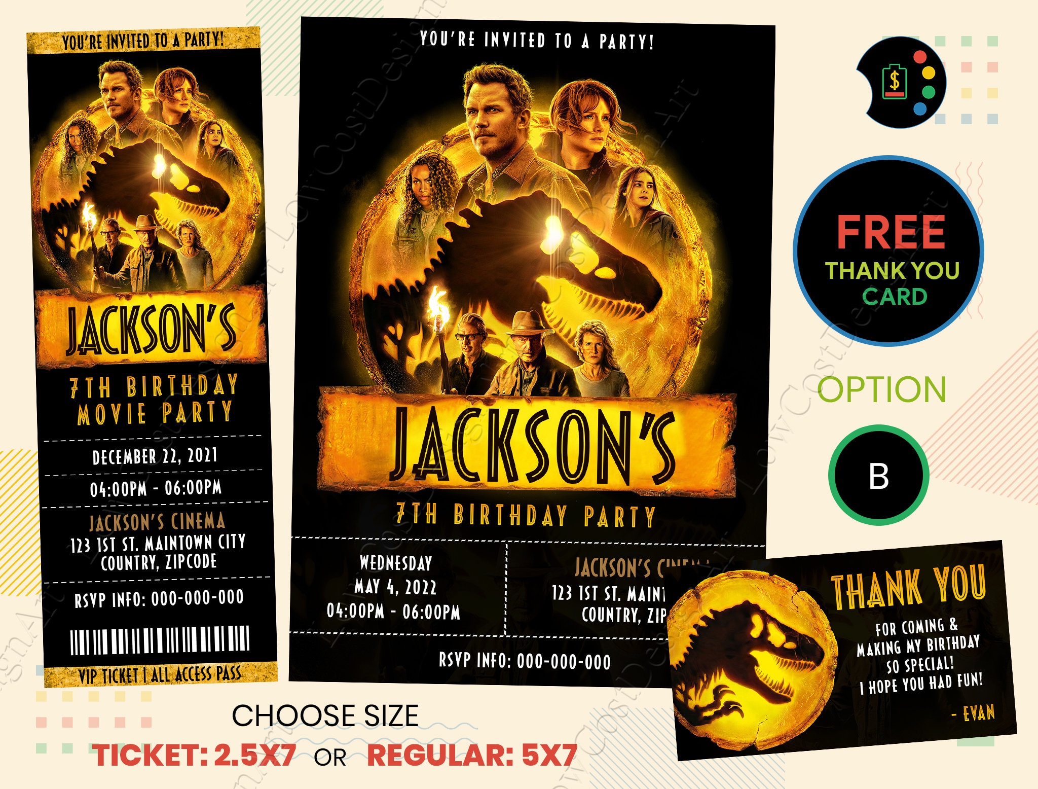 Jurassic World Dominion Birthday Invitation Jurassic World - Etsy Canada