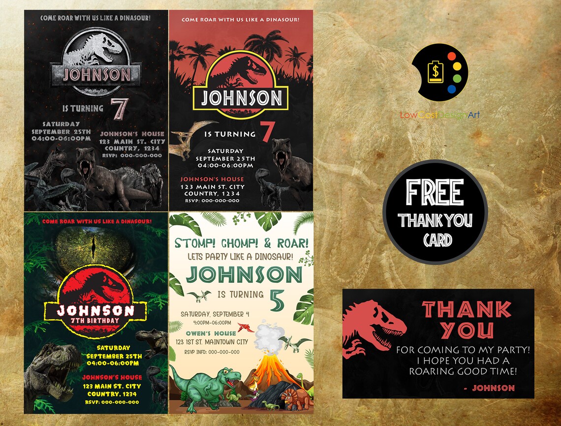 Jurassic Park Birthday Invitation Jurassic World Birthday - Etsy