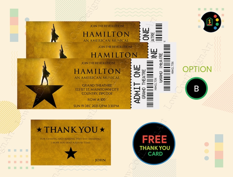 Hamilton Broadway Musical Ticket Hamilton Broadway Musical - Etsy