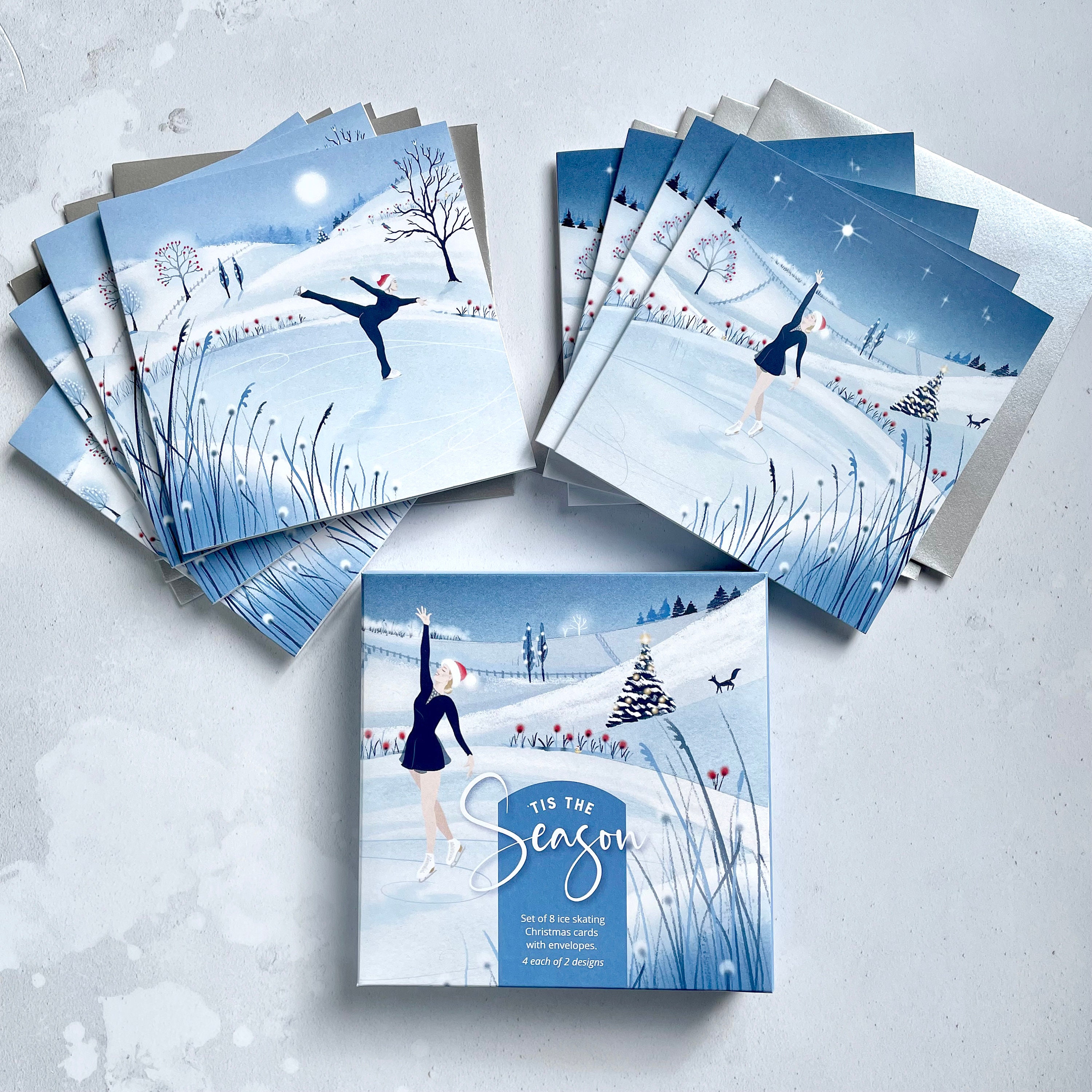 Set of 8 Ice Skating Christmas Cards in Matching Wallet. 'tis the ...