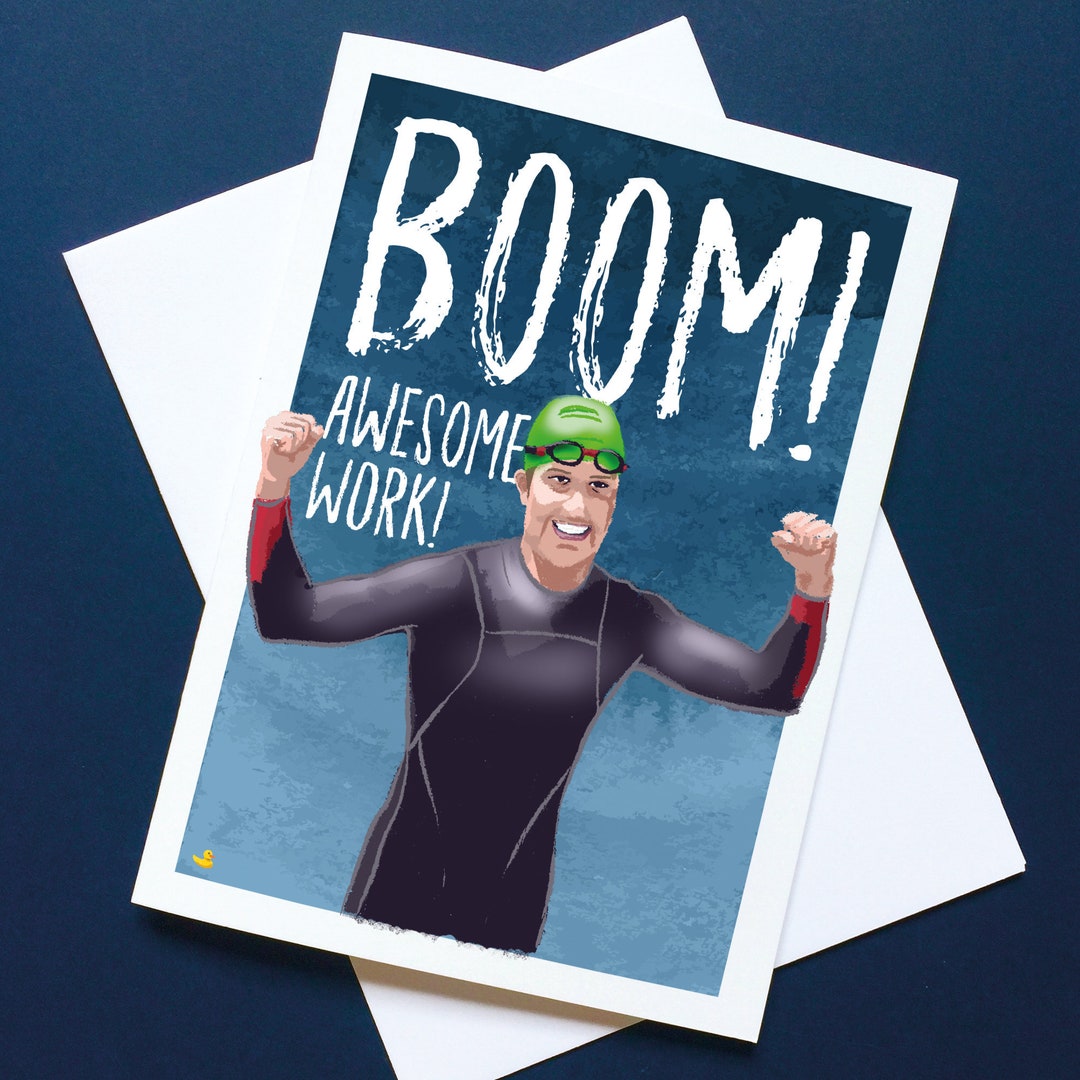 BOOM Awesome Work Congratulations Card for Open Water Swimmers - Etsy