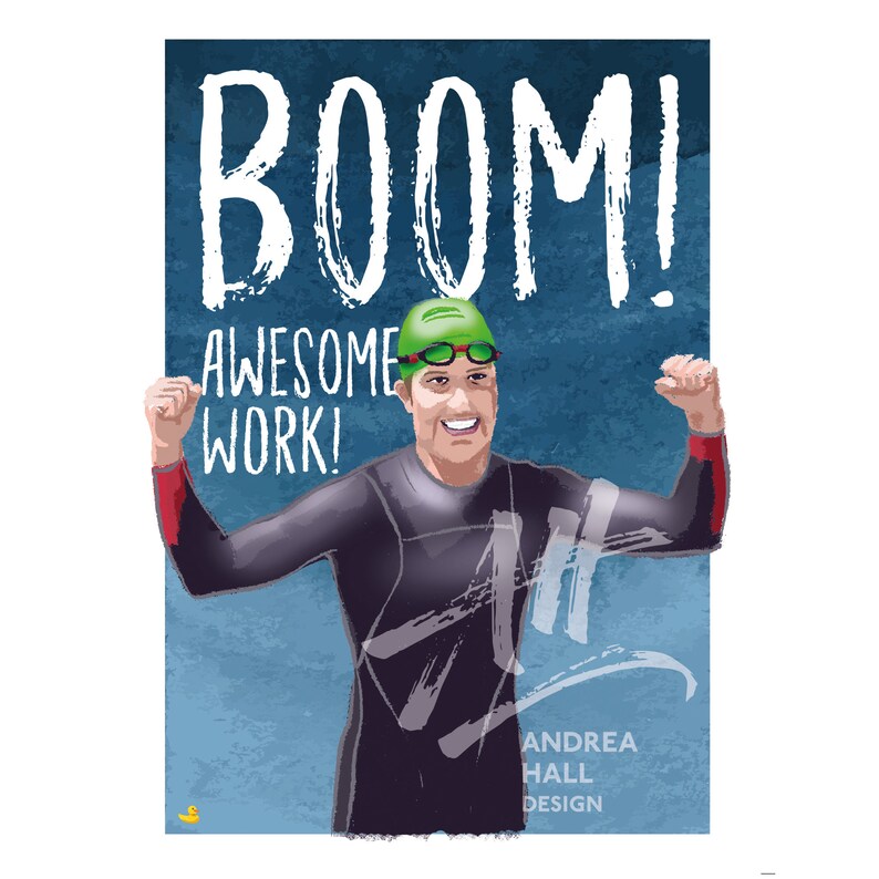 BOOM Awesome Work Congratulations Card for Open Water Swimmers - Etsy