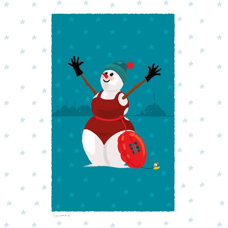 Swimming Snowman. Christmas Card for Wild Swimmers - Etsy UK