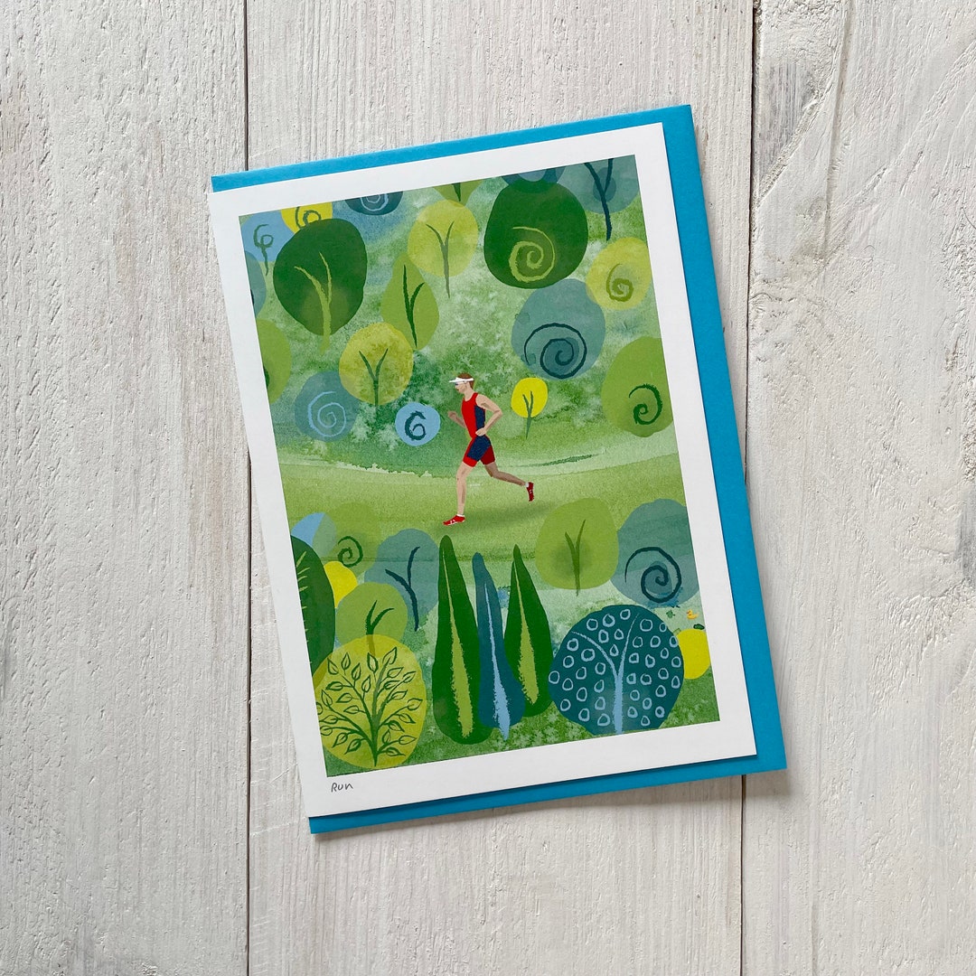 Running Greetings Card With Male Athlete. Single Card for Triathletes ...