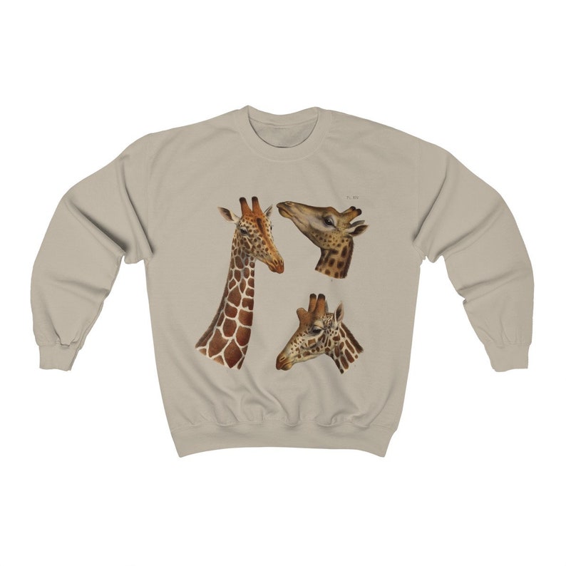 Giraffe Sweater, Vintage Giraffe Print Crewneck Sweatshirt, Womens Mens ...