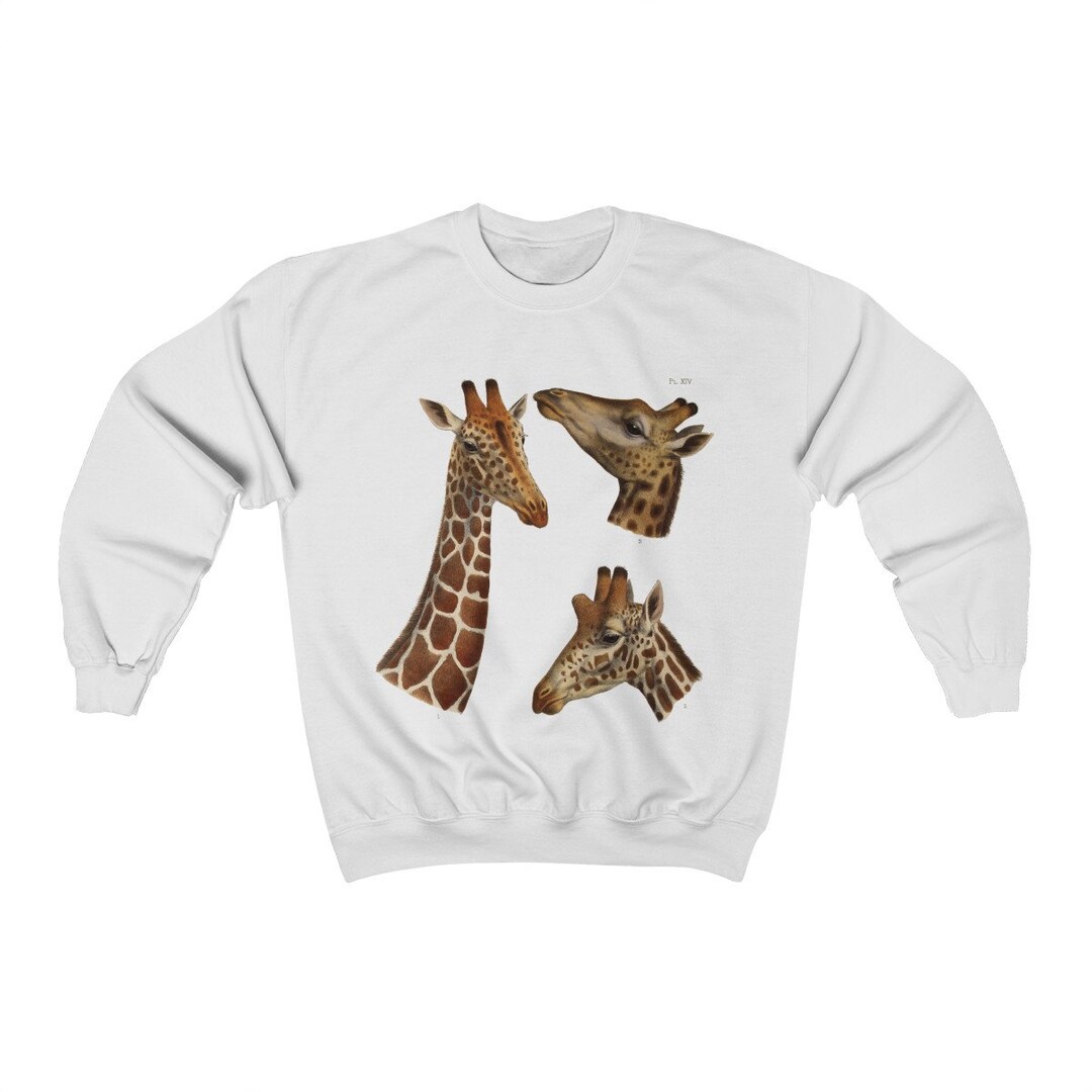 Giraffe Sweater, Vintage Giraffe Print Crewneck Sweatshirt, Womens Mens ...