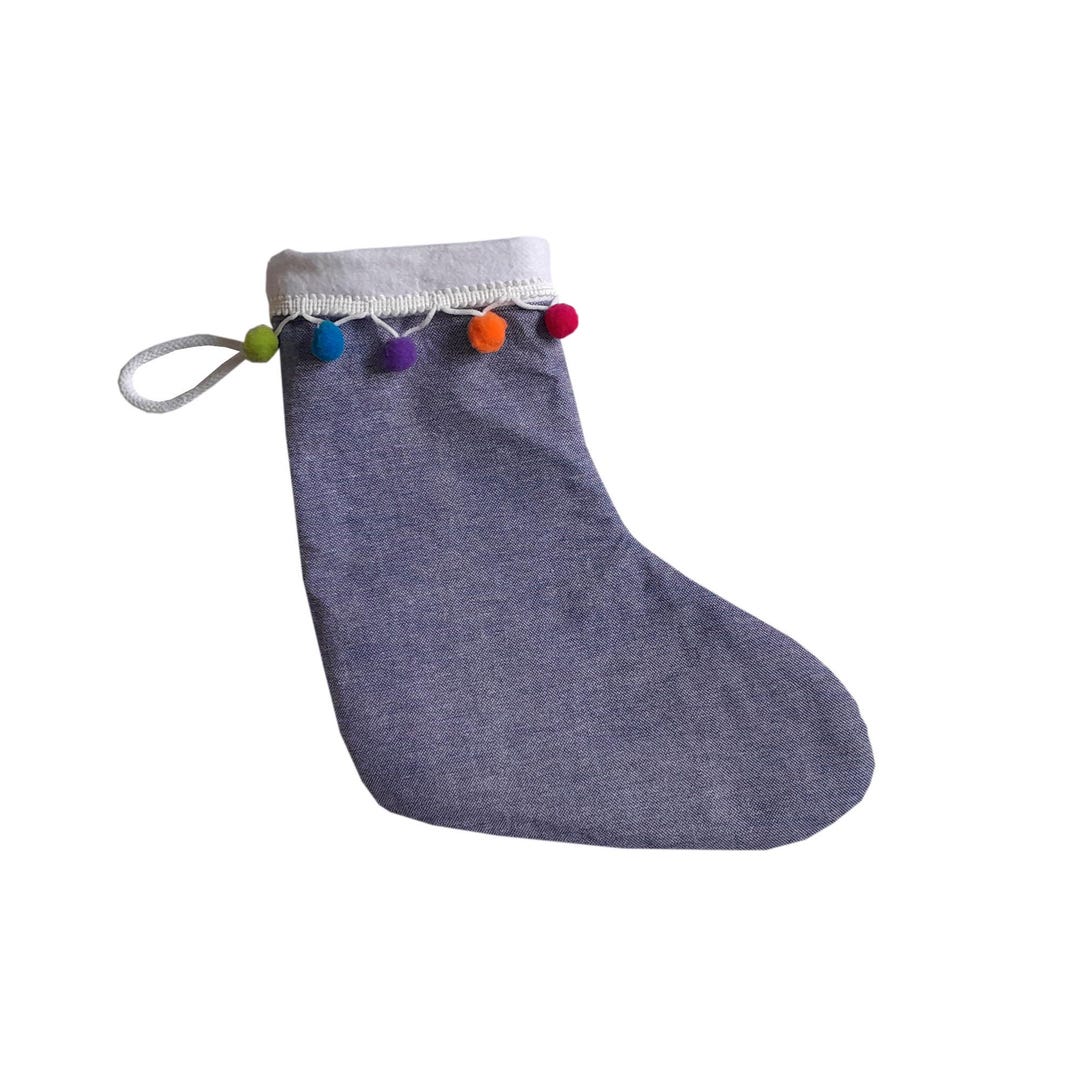Santa Claus Boot Bobble Trim Denim Colors - Etsy