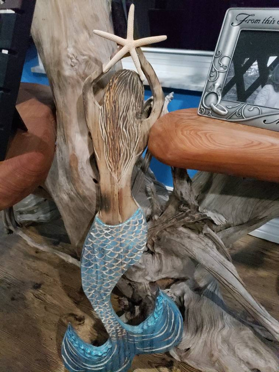 Mermaid Wooden Sculpture Salvaged Wood Mermaid Florida Wood - Etsy