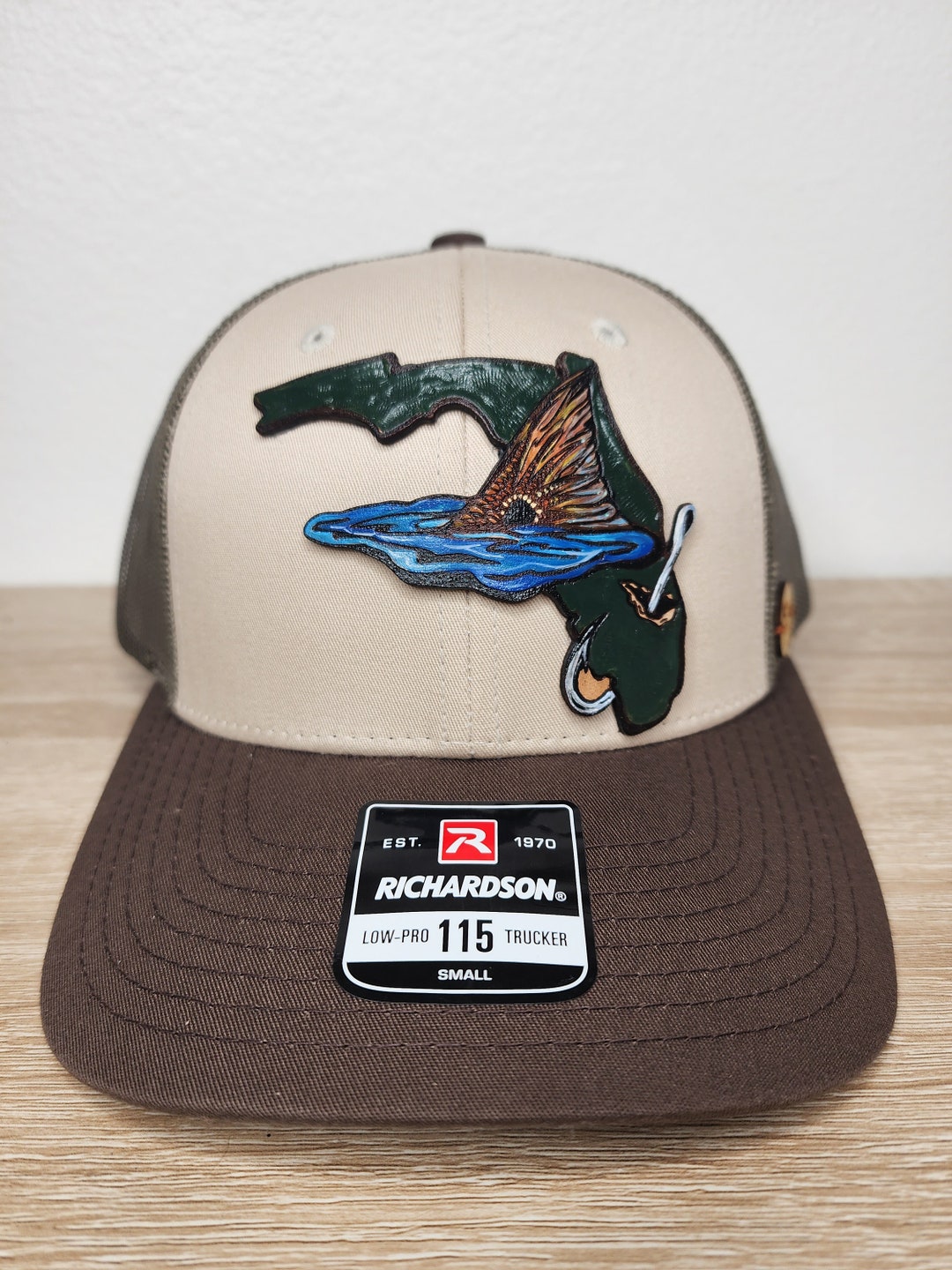 FL Redfish Tail Leather Patch Hand Painted Richardson 115 - Etsy