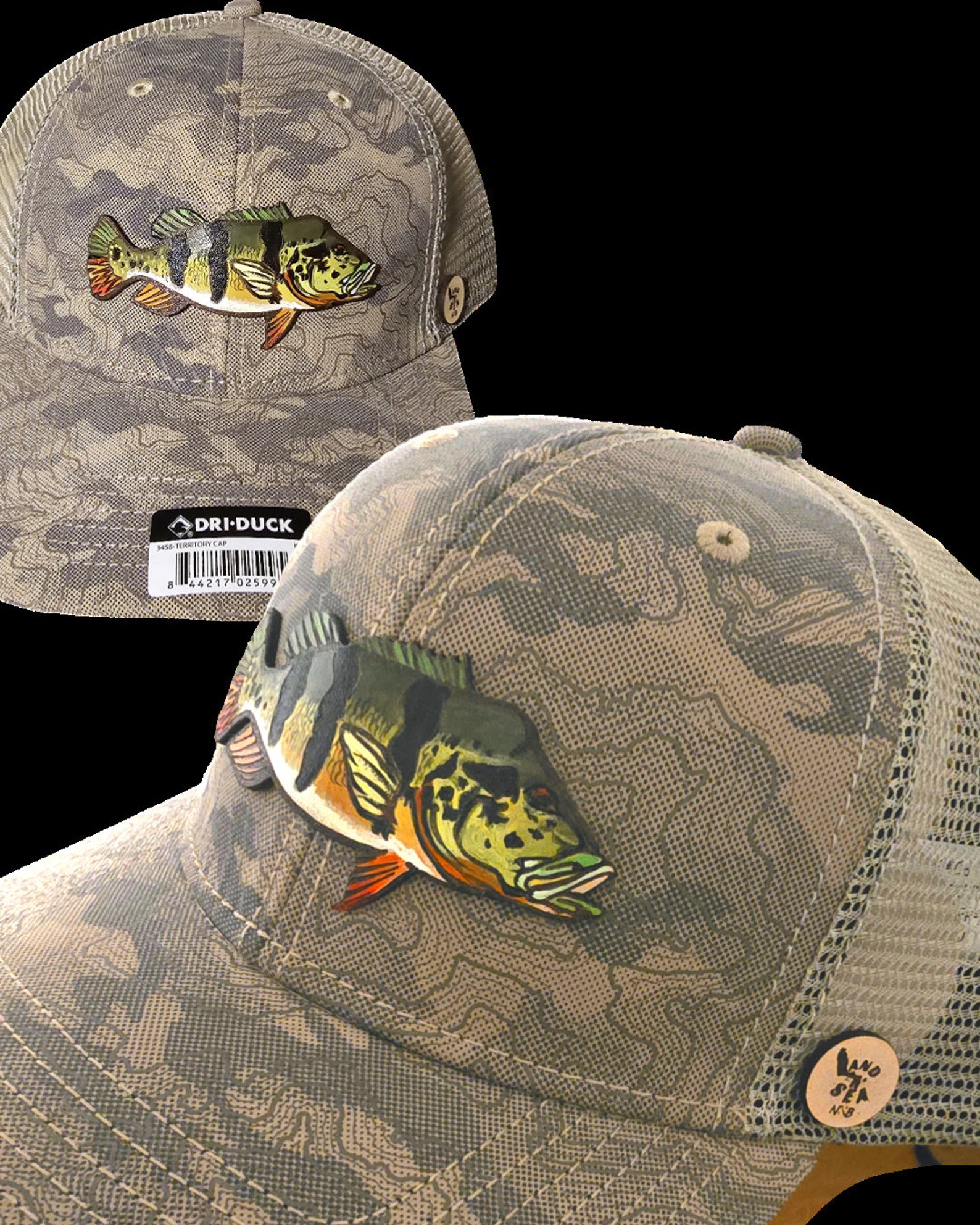 Peacock Bass - Custom Art Leather Patch Hat - Etsy