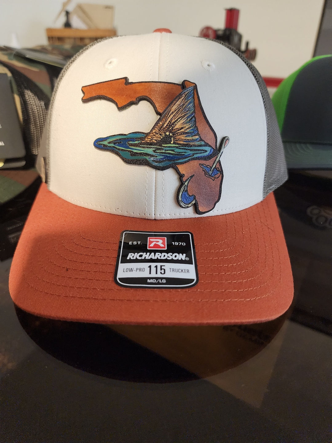 FL Redfish Tail - Leather Patch Hand Painted - Richardson 115 - Etsy