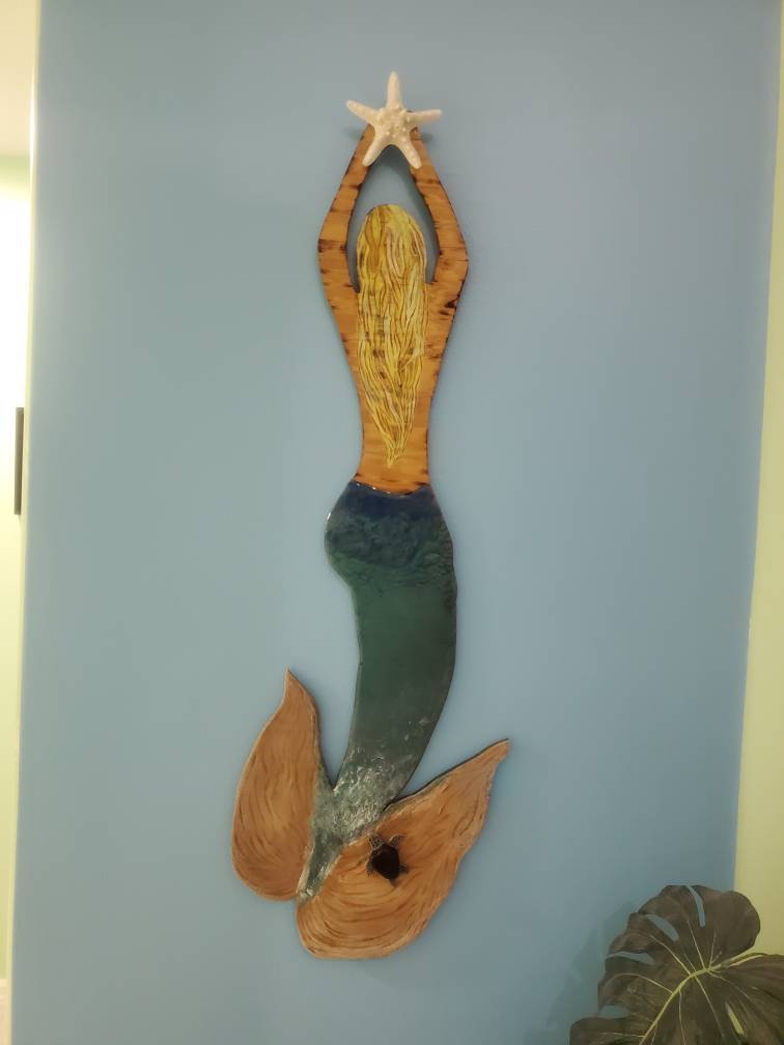 Mermaid Wooden Sculpture, Salvaged Wood Mermaid, Florida Wood Art ...