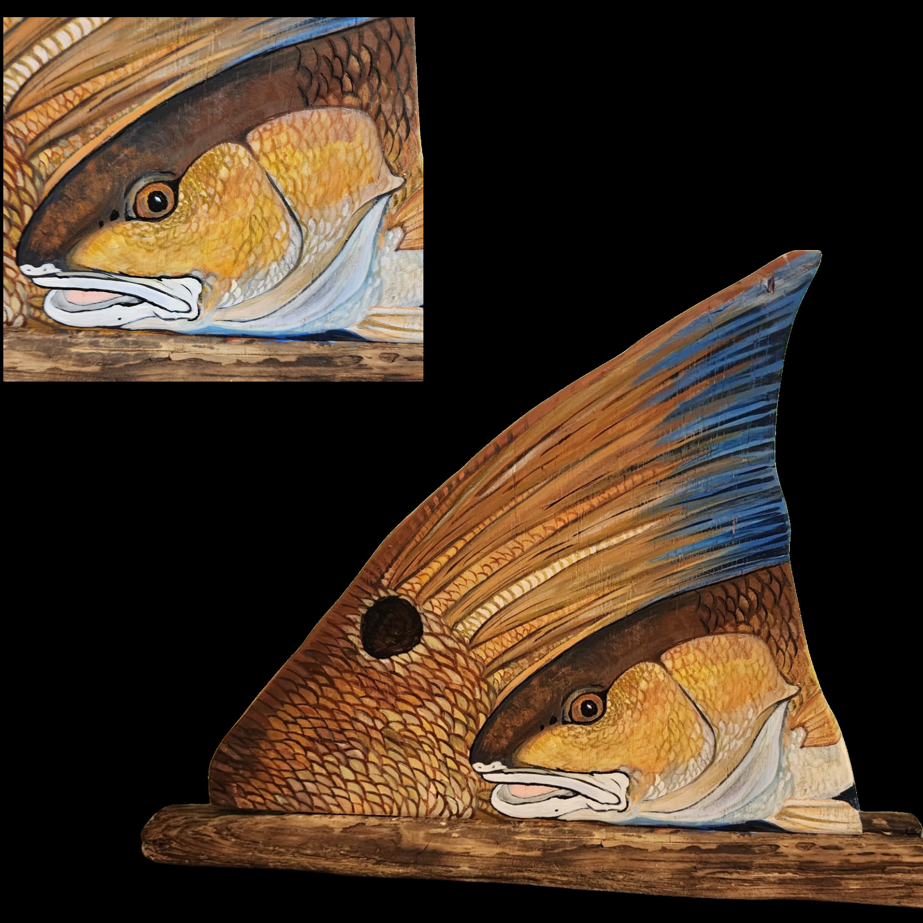 Redfish Tailing, Driftwood Art - Etsy